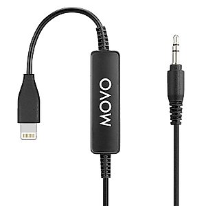 Movo TCB5 Male 3.5mm TRS Microphone Adapter Cable to Lightning Connector Compatible with Apple iPhone, iPad Smartphones and Tablets