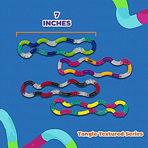 Tangle® Jr. Textured 4-Pack Genuine Tangle Toys Fidget Pack - Textured Fidget Toy Fidgets Pack for Kids and Adults - Fidget Toy for School - Gift for Teens and Adults