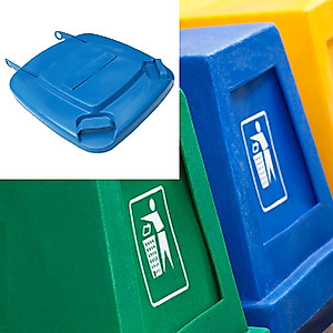 Baluue Outdoor Litter Box Square Trash Can Lid- Large Waste Bin Lid, Plastic Dustbin Lid Accessories for Outdoor Garden Replacement (Blue, 50L) Outdoor Trashcan