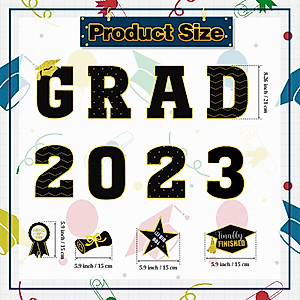 Graduation Car Magnets 12 Pcs 2023 Congrats Grad Garage Door Magnets Decoration Black and Gold 2023 Graduation Car Blackboard Magnets for Graduation Party Decoration Supplies
