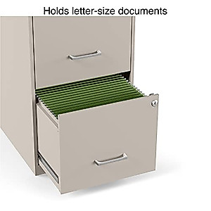 MyOfficeInnovations 2806662 2-Drawer Vertical Locking File Cabinet Letter-Size Putty/Beige 18D