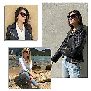 Freckles Mark Thick Fashion Butterfly Sunglasses for Women Trendy Round Cat Eye Sun Glasses (Black, 45)