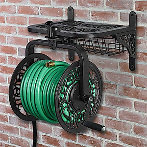 Liberty Garden 714-C Decorative Cast Aluminum Navigator Rotating Garden Hose Reel, Holds 125-Feet of 5/8-Inch Hose - Black