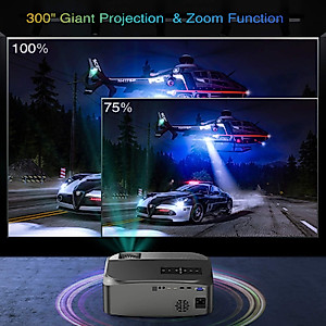 VILINICE Projector with 100" Projector Screen, Native 1080P 9000Lux Projector Full HD 100,000h Lamp Life Movie Projector Compatible with TV Stick, Roku, Smart Phone, HDMI, USB, VGA, AUX(Grey)