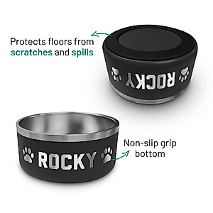 Personalized Dog Bowl - Custom Stainless Steel Dog Bowls Non Slip 16 oz., 32 oz. or 64 oz. - Dishwasher Safe - Personalized Dog Bowls with Name - Insulated Stainless Steel Dog Bowls