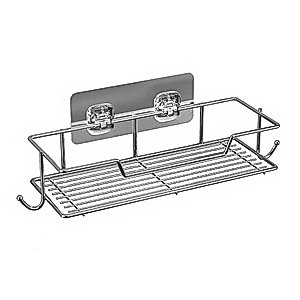 Elegant Shower Caddy with Powerful Adhesive and Hooks, No Drilling Shower Shelves, Wall Mounted Shower Organizer, Premium Stainless Steel Shower Rack, Perfect Shower Caddy Shelf for Your Daily Use