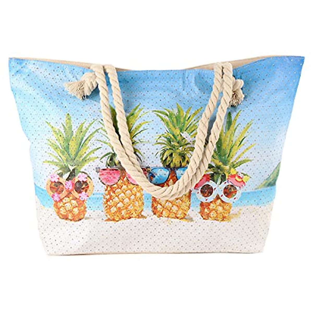 Nollia Women's Summer Tote Bag, Large Shoulder Bag + Great for Beaches, Boardwalks & Vacation Fun! (Pineapple Fun)