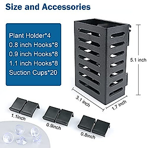 Uprony Aquarium Plant Holder 4 PCS Hanging Aquatic Plant Pot with 24 Hooks and 20 Suction Cups for Fish Tank Aquarium Planter and Aquascape Decorations (Black)