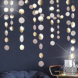 Glitter Champagne Gold Dots + 2 Packs of Foil Fringe Backdrop