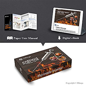 Ofargo Meat Injector, Meat Injectors for Smoking with 3 Marinade Food Injector Syringe Needles, Injector Marinades for Meats, Turkey, Brisket; 2-oz Capacity