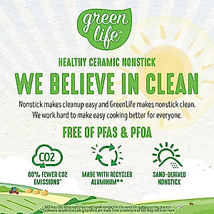 GreenLife Soft Grip Healthy Ceramic Nonstick 23 Piece Kitchen Cookware Pots and Frying Sauce Saute Pans Set with Kitchen Utensils, PFAS-Free, Dishwasher Safe, Black