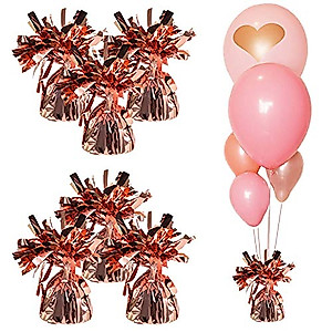 UNIQOOO 12Pcs Metallic Rose Gold Heavy Solid Balloon Weights Pack Holder, Table Centerpiece DIY Décor For Christmas Thanksgiving Birthday Party Favors, Wedding Baby Shower, Large 5 OZ 140 G. 5.5 Inch