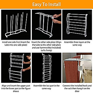 KOCASO Over The Door Shoe Rack Organizer - 36 Pair Shoes Wall Hanging Closet Shoe Rack Shelf 12Layers Storage Stand with Hooks-US Spot (White)