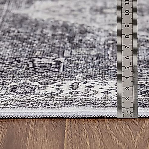 GlowSol Distressed Vintage Area Rug 4×6 Persian Area Rug for Living Room Non-Shedding Rug Low Pile Carpet Non Slip Rug for Bedroom Living Room Dining Room Home Office, Grey