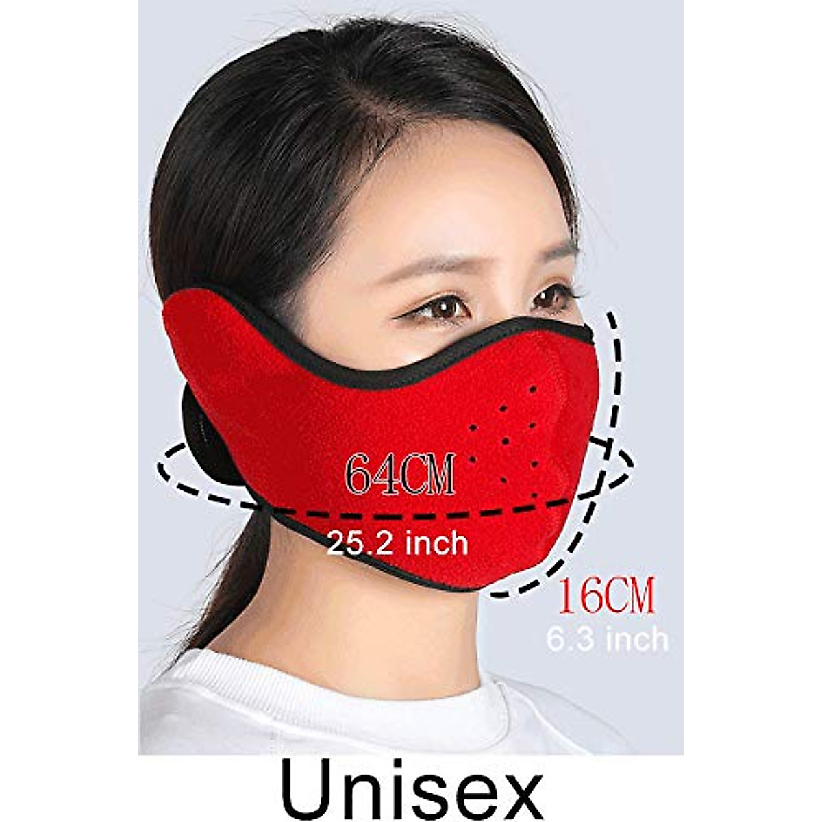 2PCS Half Face Mask Balaclava with Earflap for Men Women Gray-Black