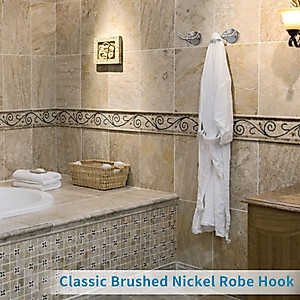 FILTA Bathroom Towel Hooks, Brushed Nickel Robe & Towel Hooks for Bathroom Wall Mounted, Traditional Bathroom Towel and Robe Wall Hooks for Hanging Towels, Bath Towel Hook for Shower Wall (2 Pack)