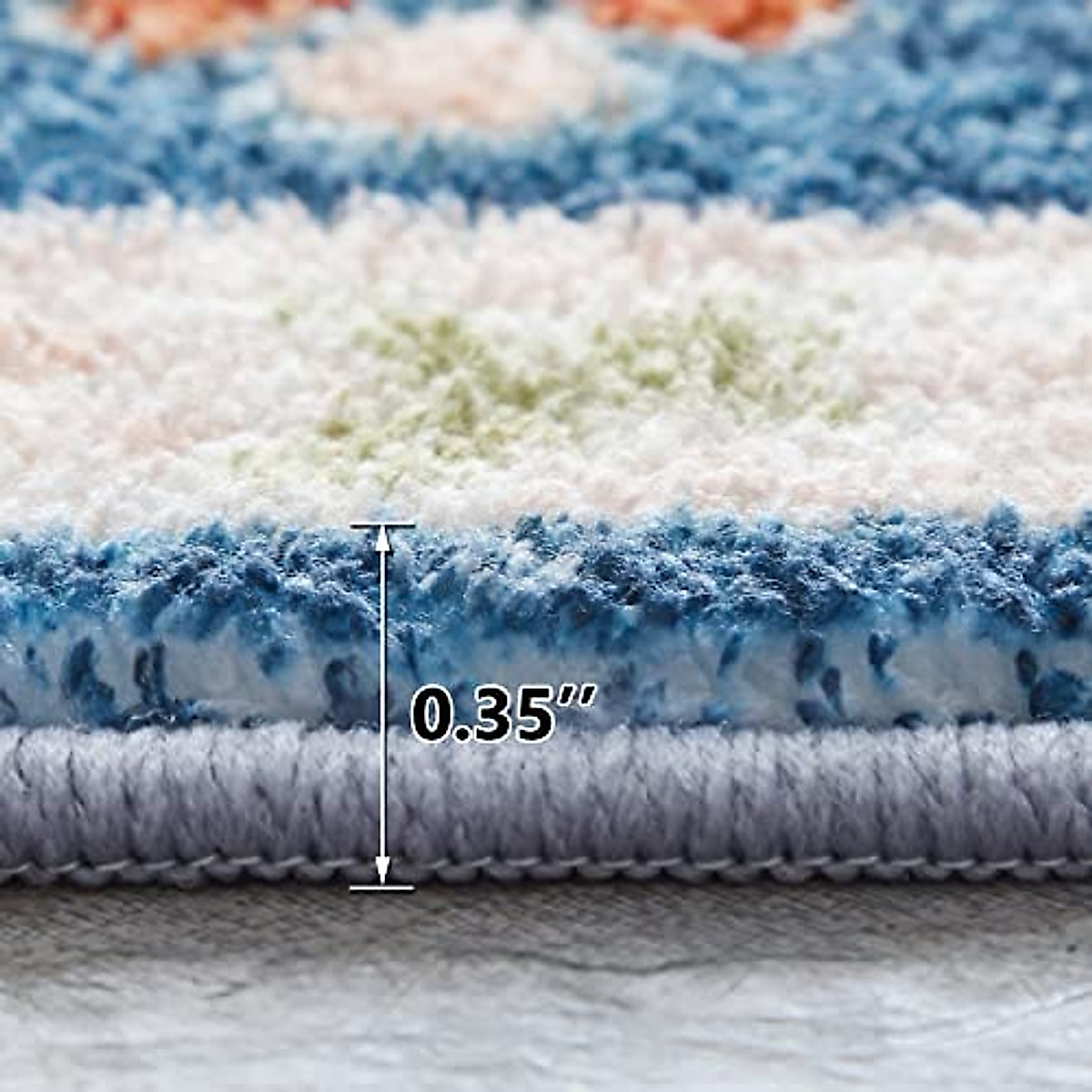 YUFANUHO Bohemian Area Rugs 5x7 Feet Wool Rugs, Low Pile Non-Slip Foldable Boho Medallion Rug with Oriental Stylish Floor Carpet for Living Room Bedrooms, Boho Floral Rug 5x7 Feet