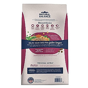Natural Balance Original Ultra Fat Dogs Chicken Meal, Salmon Meal & Barley Recipe Low Calorie Dry Dog Food, 11 Pounds