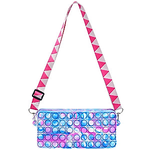 Pop Purse Bag for Girls Women Pop Girl Bag Sensory Fidget Bag with Strap, Girl Pop Toy Crossbody Body Handbags, Crossbody Small Purse Sensory Girl Toys (pink-blue)