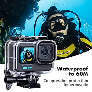 SEASKY Dive Waterproof Protector Case Housing for Gopro Hero 11/10/9 Black Action Camera Accessories Diving Depth 60M/196FT Underwater Protective Case