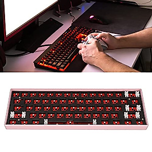 Naroote Modular Mechanical Gaming Keyboard, Wide Compatibility 61 Keys Mechanical Keyboard DIY Kit with ABS Shell RGB (Pink)
