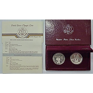 1983 S Olympics 2 Coins Silver 83-84 Proof OGP