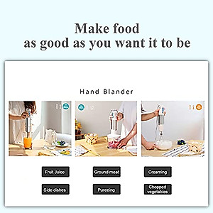 Immersion Hand Blender, 5-in-1 Stick Blender with 300ml Food Grinder, BPA-Free, 600ml Container,Milk Frother,Egg Whisk ,Puree Infant Food, Smoothies, Sauces and Soups - White