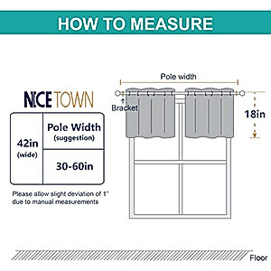 NICETOWN Greyish White Room Darkening Valances - Energy Efficient Kitchen Grommet-Top Kitchen Curtain Panels for Short Windows (2-Pack, W42 x L18 + 1.2 inches Header, Platinum-Greyish White)