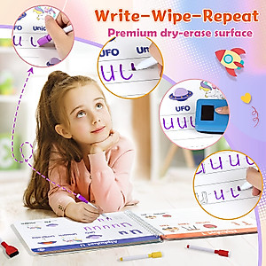 Uneedity Preschool Learning Activities Tracing Books for Kids Age 3-5,44 Pages Toddlers Handwriting Practice Book,Number Letter Tracing Books Learn Shapes Workbook Autism Montessori Educational Toy