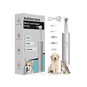 Generic Multifunctional Pet Electric Tooth Cleaning Tool for Dogs and Cats, 1 Count (Pack of 1), Silver