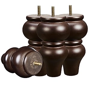 Wood Furniture Legs 6 inch Sofa Legs Pack of 4,Round Couch Legs Espresso Mid Century Desk Legs,Sofa Replacement Parts,For Dresser Legs Sideboard Recliner Couch Circle Chair Couch Riser Coffee Table