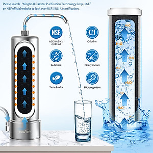 OEMIRY OM-CF01 Countertop Water Filter & OM-CF01 Replacement Filter, Reduces 99.99% Lead, Chlorine, Heavy Metals, Bad Taste & Odor (2 Filters Included)