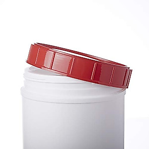 Consolidated Plastics 42597 HDPE Canister, White Canister/Red Lid, 85 oz., 12 Piece