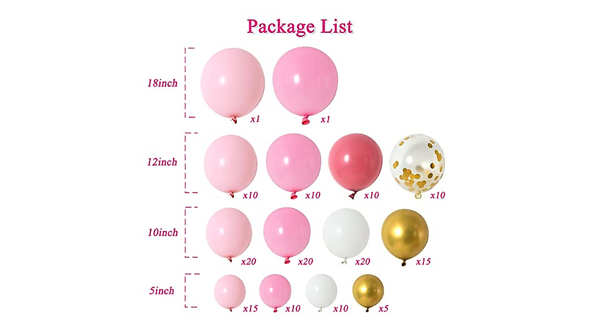 159pcs Pink Gold Balloon Arch Kit for Celebrations