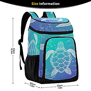 ALAZA Underwater Sea Turtle Seaweed Print Lunch Bag For Women Men,Reusable Portable Insulated Cooler Backpack With Adjustable Strap,Leak Proof Durable Lunch Box Backpack For Work Travel Beach Camping