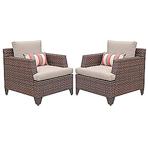 SUNSITT 2-Piece Outdoor Wicker Chairs Patio Furniture Set with Cushions, 2 Throw Pillow and Sofa Cover Included