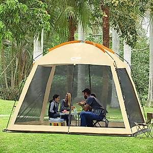 CAMPROS CP Screen House 10 x 10 Ft Screened Mesh Net Wall Canopy Tent Screen Shelter Gazebos for Patios Outdoor Camping Activities - Beige