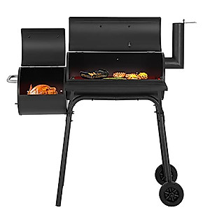 43’’ Charcoal Grills Outdoor BBQ Grill Camping Grill American Braised Roast Portable Grill Offset Smoker for 6-10 People Patio Backyard Camping Picnic BBQ