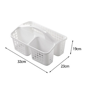ＫＬＫＣＭＳ Bathroom Shower Caddy Basket with Handle 3 Divided Compartments Cleaning Tote Bins, White