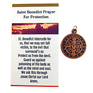 St Benedict Protection from Evil Saint Gift Set with Medal and Holy Prayer Card