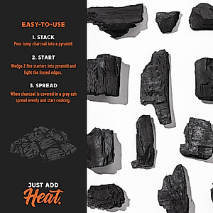 Fire & Flavor Premium All Natural Hardwood Lump Charcoal - Lump Charcoal for Grilling - Lump Charcoal for Smoker - Clean Burning Oak and Mesquite Charcoal Blend - 8lbs