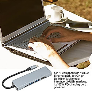 USB C Hub, 5 in 1 High Speed Data Transmission USB C Dongle, USB C to HDMI Multiport Adapter ,HD Multimedia Interface Ethernet Adapter for Windows XP/Vista/OS/ 10