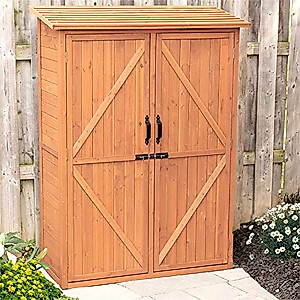 Leisure Season MCS5137 Multi Compartment Storage Cabinet - Brown - Indoor and Outdoor Shed for Garden, Patio, Shed, Backyard, Front Porch, Garage - Tool Organizer and Furniture with Shelves, Cabinets