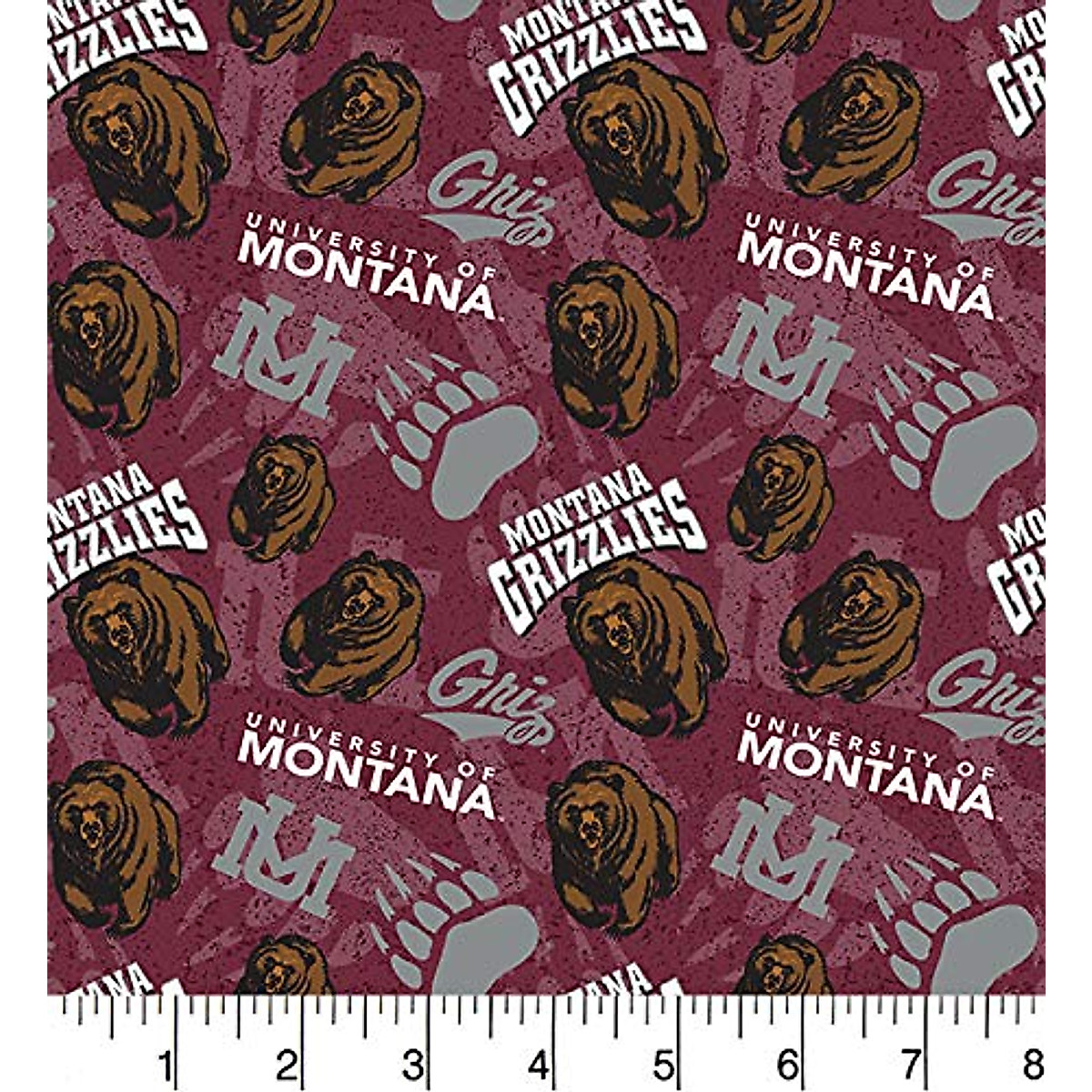 SYKEL ENTRPRISES University of Montana Cotton Fabric with New Tone ON Tone Design Newest Pattern