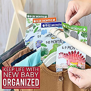 6 Baby Closet Size Dividers Boy - Dinosaur Baby Closet Dividers by Month, Baby Closet Organizer for Nursery Organization, Baby Essentials for Newborn Essentials Baby Boy, Nursery Closet Dividers Boy