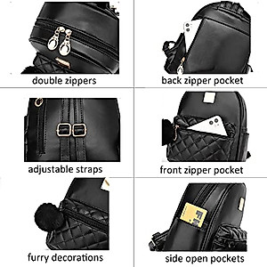 BESYIGA Quilted Mini Leather Backpack Purse for Women Ladies Cute Small Size Little Back Pack Bag Purple