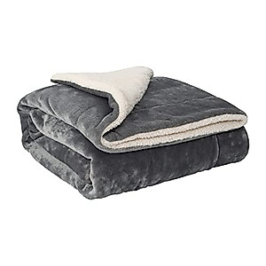 LuxenrelaX Sherpa Fleece Blanket for Couch, Warm Thick Reversible Blanket with 2 Layer, Double-Sided Super Soft Blanket for Bed (Light Grey, 50" x 60")