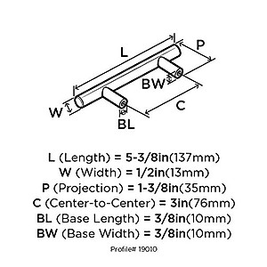 Amerock | Cabinet Pull | Stainless Steel | 3 inch (76 mm) Center to Center | Bar Pulls | 1 Pack | Drawer Pull | Drawer Handle | Cabinet Hardware