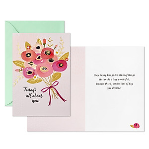 Hallmark 13" Large Gift Bag with Birthday Card and Tissue Paper for Women (Modern Flowers, Pink, Sage, Blue, Black, Yellow) for Mom, Daughter, Sister, Girlfriend, Aunt, Nana