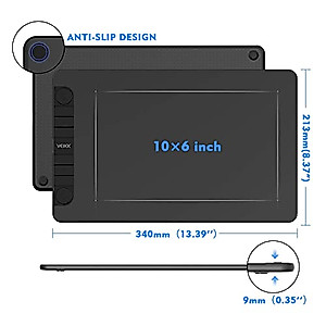 VEIKK VK1060PRO V2 Drawing Tablet, 10 x 6 Inch Graphics Pen Tablet with 8 Shortcut Keys, 8192 Levels Battery Free Supports Tilt Function, Work for Digital Art Drawing, Designing